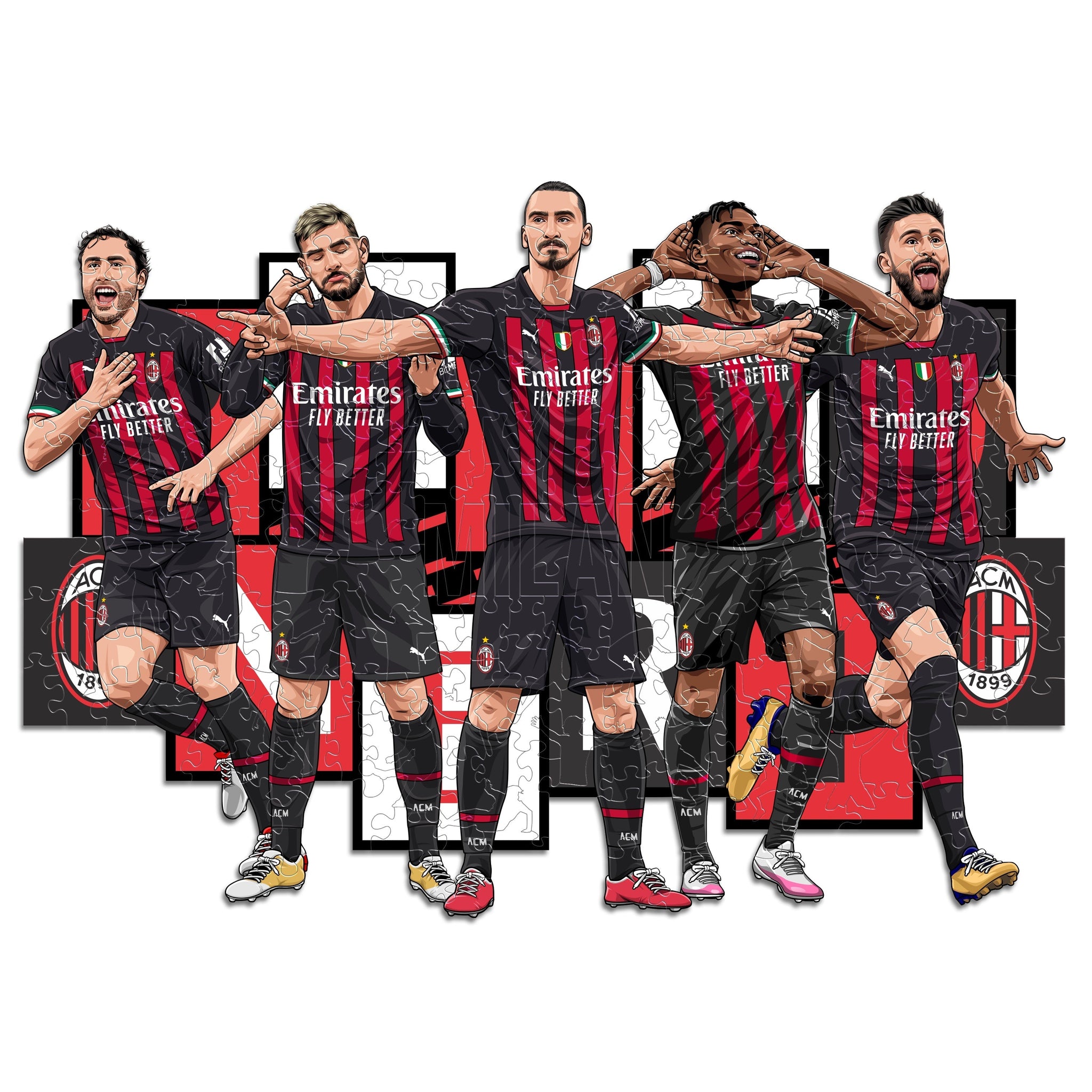 AC Milan® 5 Players - Rompecabezas de Madera Oficial (EDICIÓN LIMITADA ...